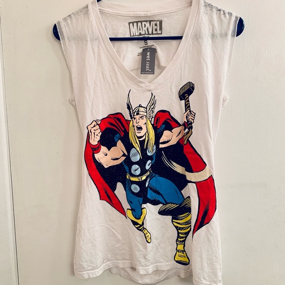 Marvel | Tops | Marvel Thor Tank Top With Shredded Back Ws | Poshmark